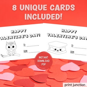 Valentines Coloring Cards, Printable Valentine's Day Cards, Kids ...