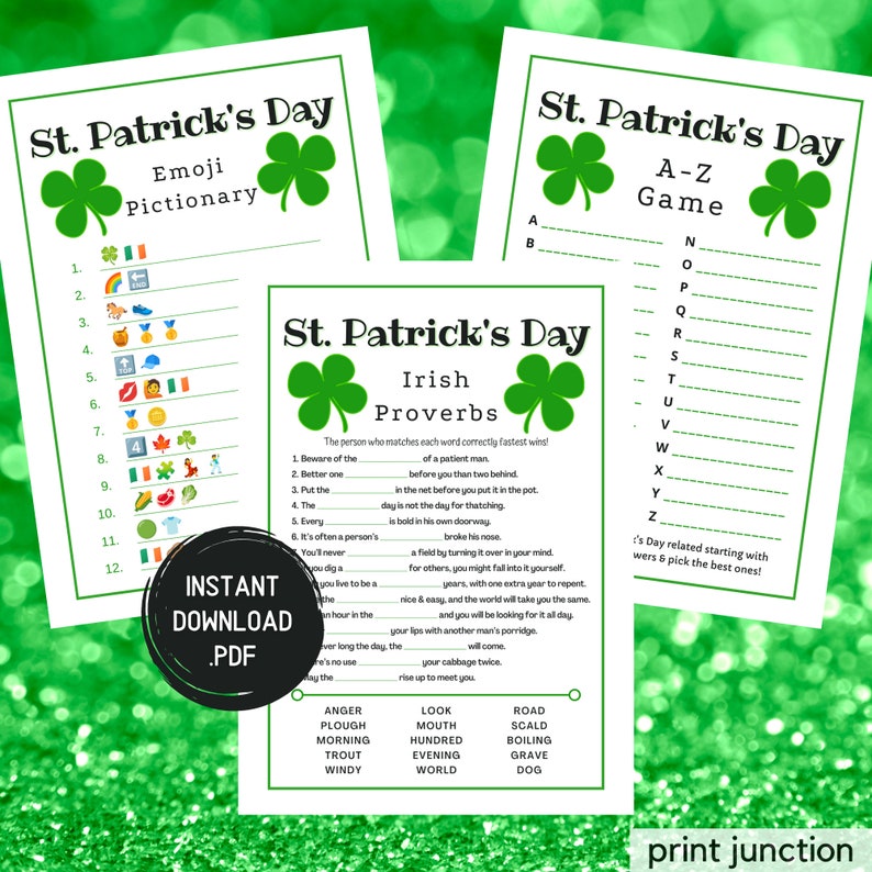 St Patricks Day Games, St Patricks Party Games, St Patrick's Printable ...