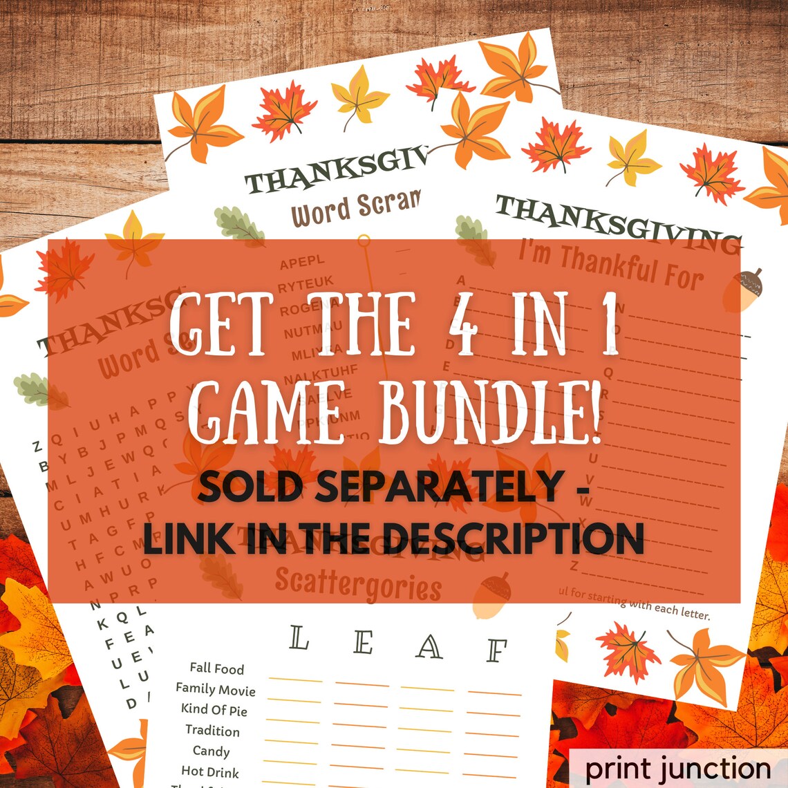 Thanksgiving Games Bundle, Fall Party Game, Printable Fall Family Games ...