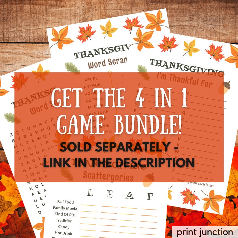Thanksgiving Games Bundle, Fall Party Game, Printable Fall Family Games ...