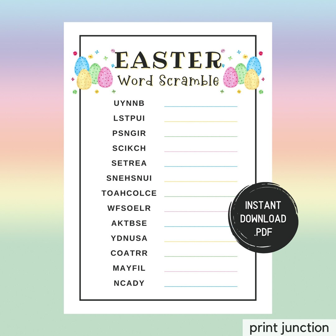 Easter Word Scramble Game, Fun Easter Games, Easter Activities for Kids ...