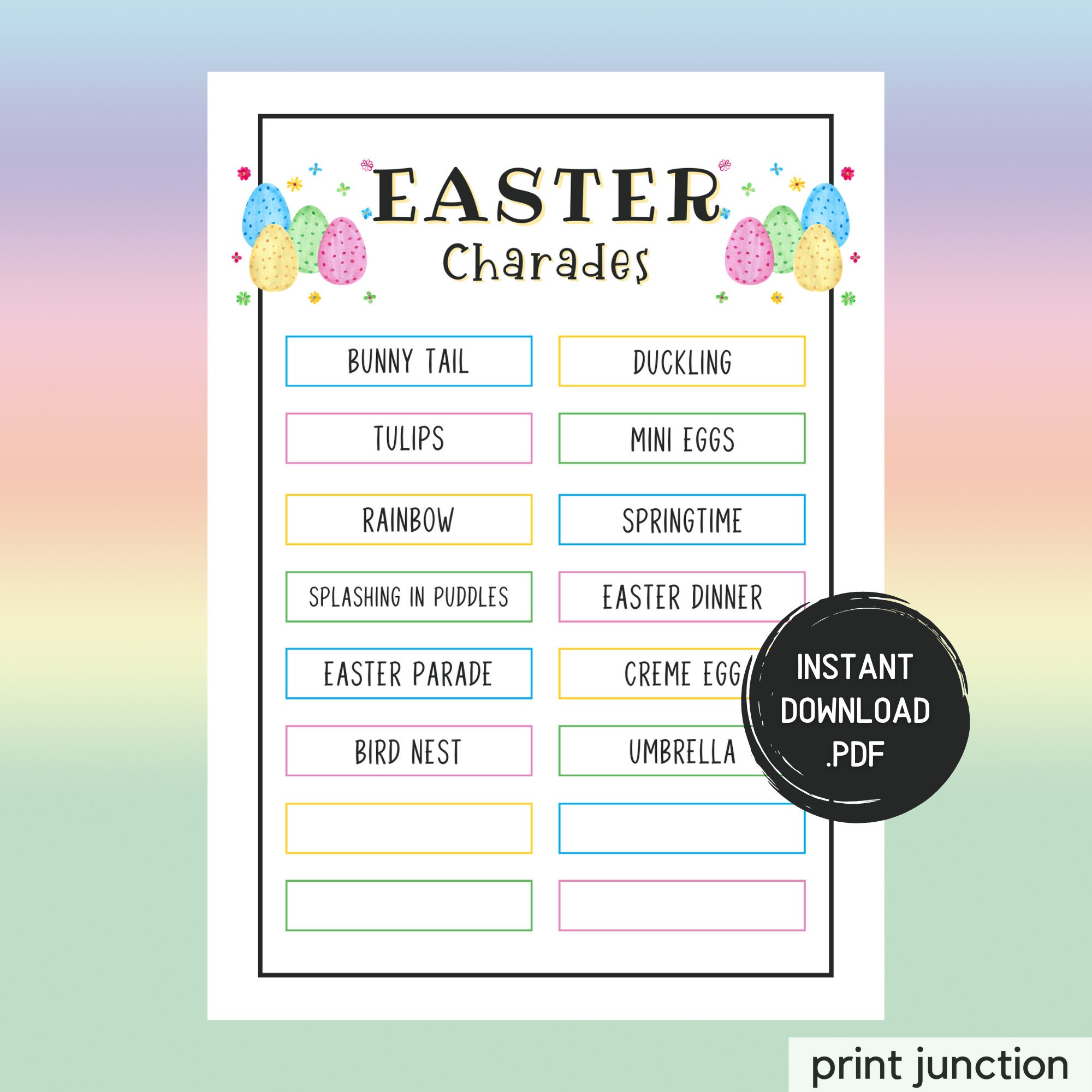 Easter Charades Game, Printable Easter Games, Easter Party Games ...