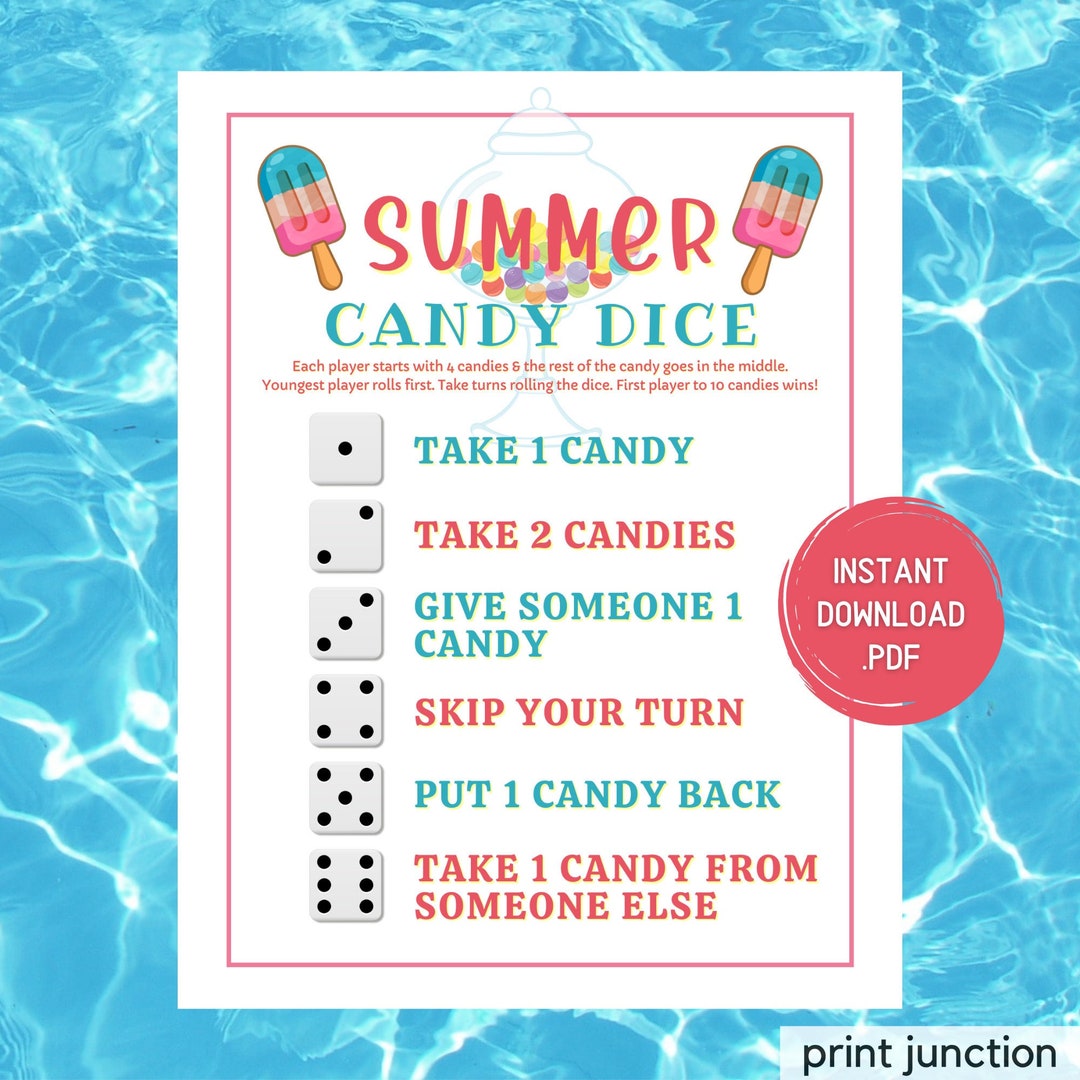 Candy Dice Game, Summer Games, Summer Party Games, Candy Game, Kids ...
