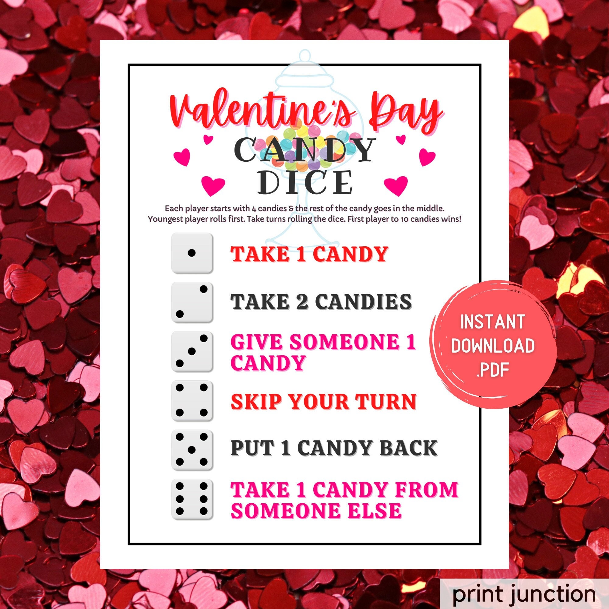 Valentines Day Games, Candy Dice Game, Valentines Day Party Games ...