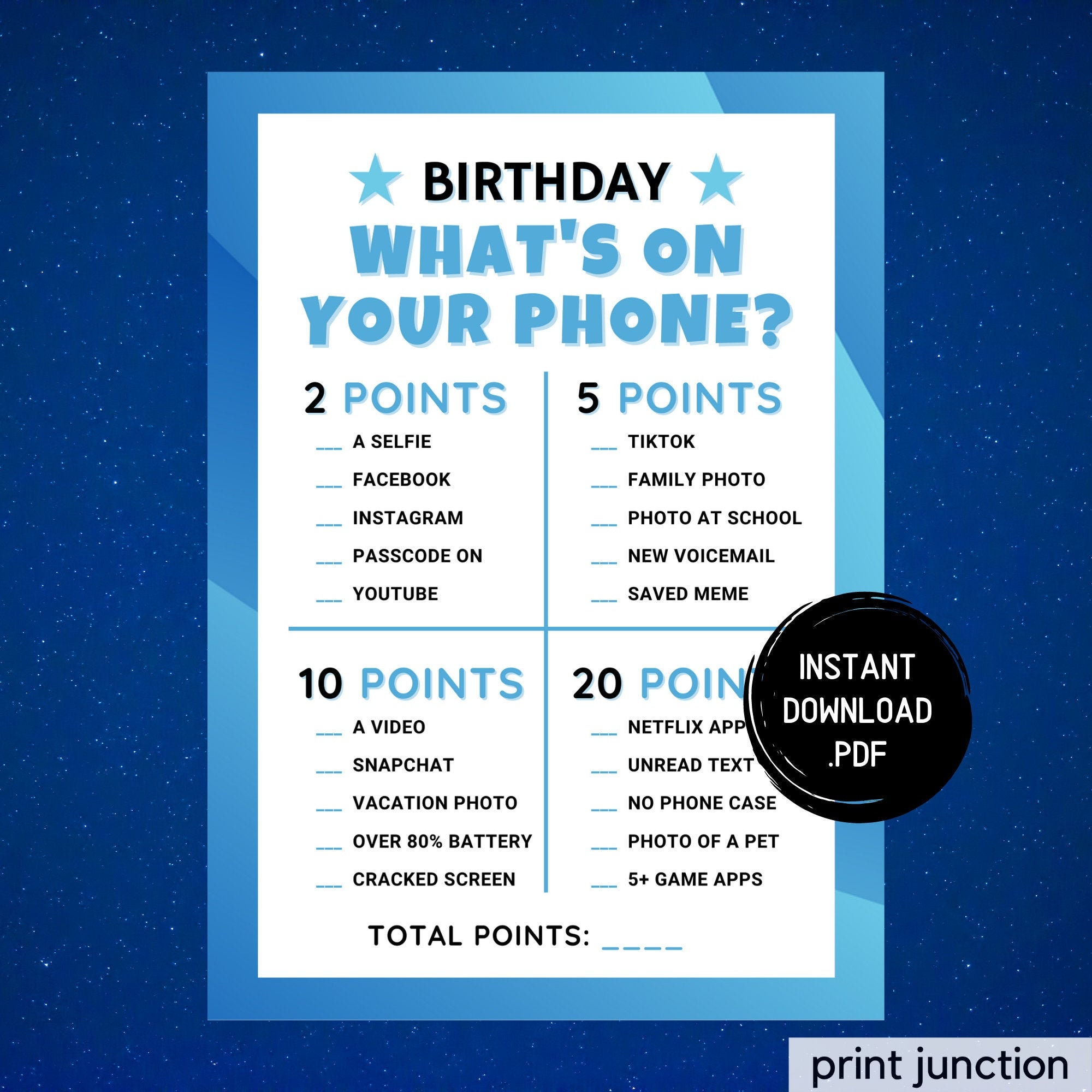 Teen Boy Birthday Game, Whats on Your Phone, Teenager Games, Virtual ...