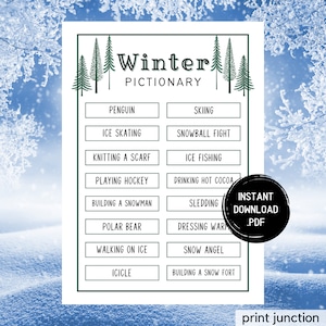 Winter Pictionary Game, Printable Winter Games, Wintertime Activities ...