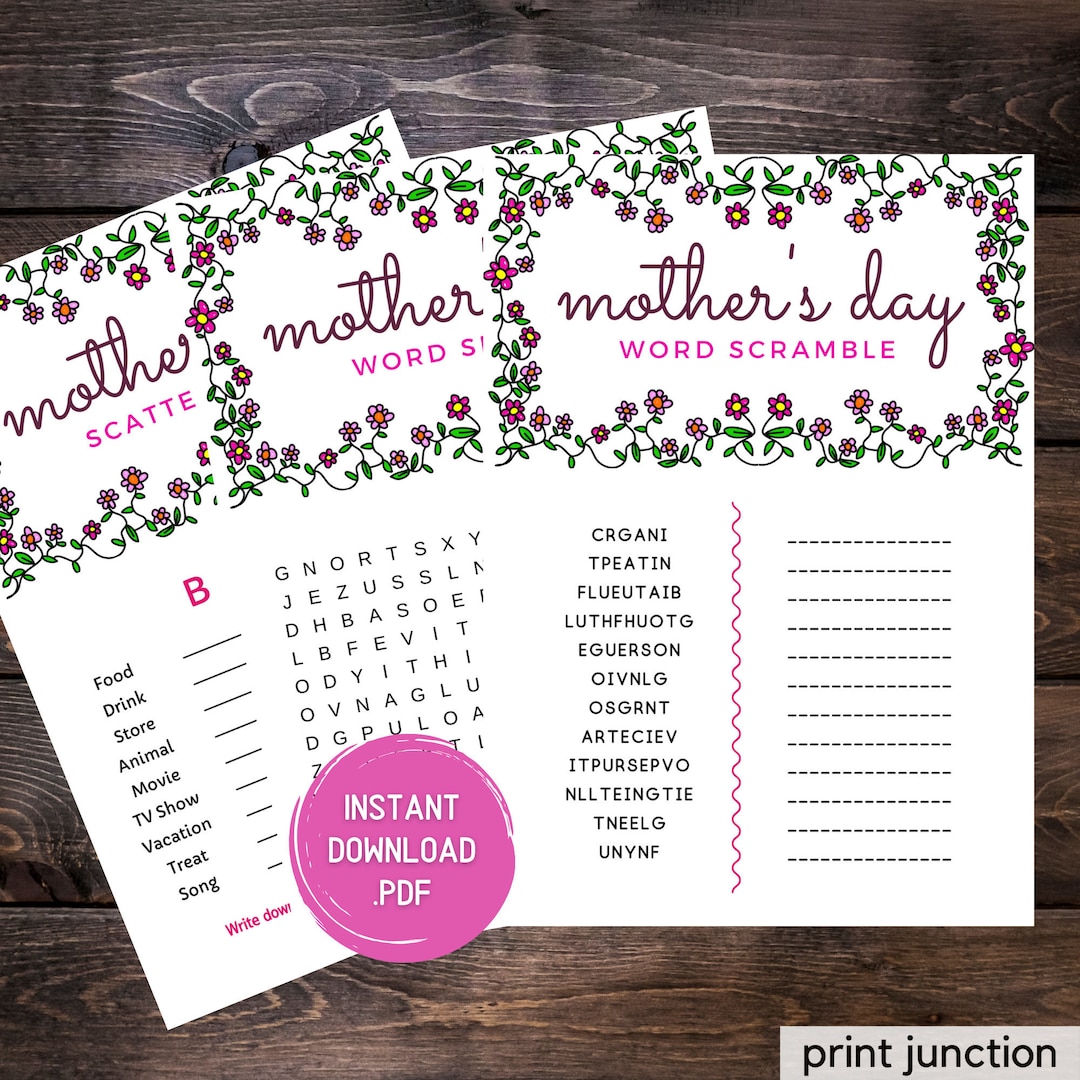Mother's Day Games - Mother's Day Printable - Word Scramble - Word ...