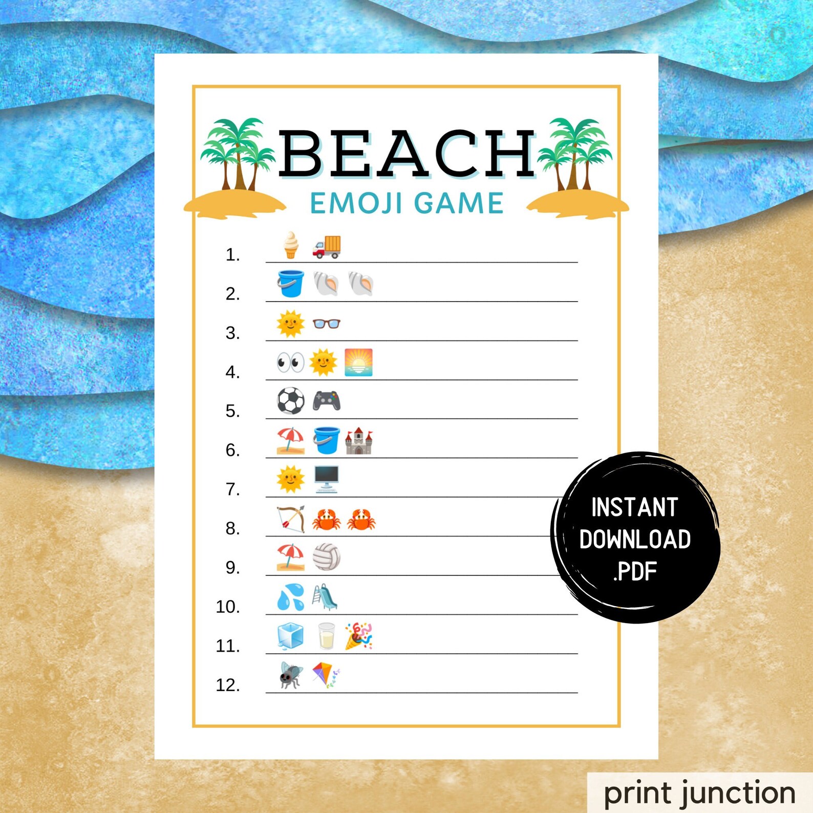 Summer Emoji Pictionary Game, Summertime Activities, Printable Summer ...