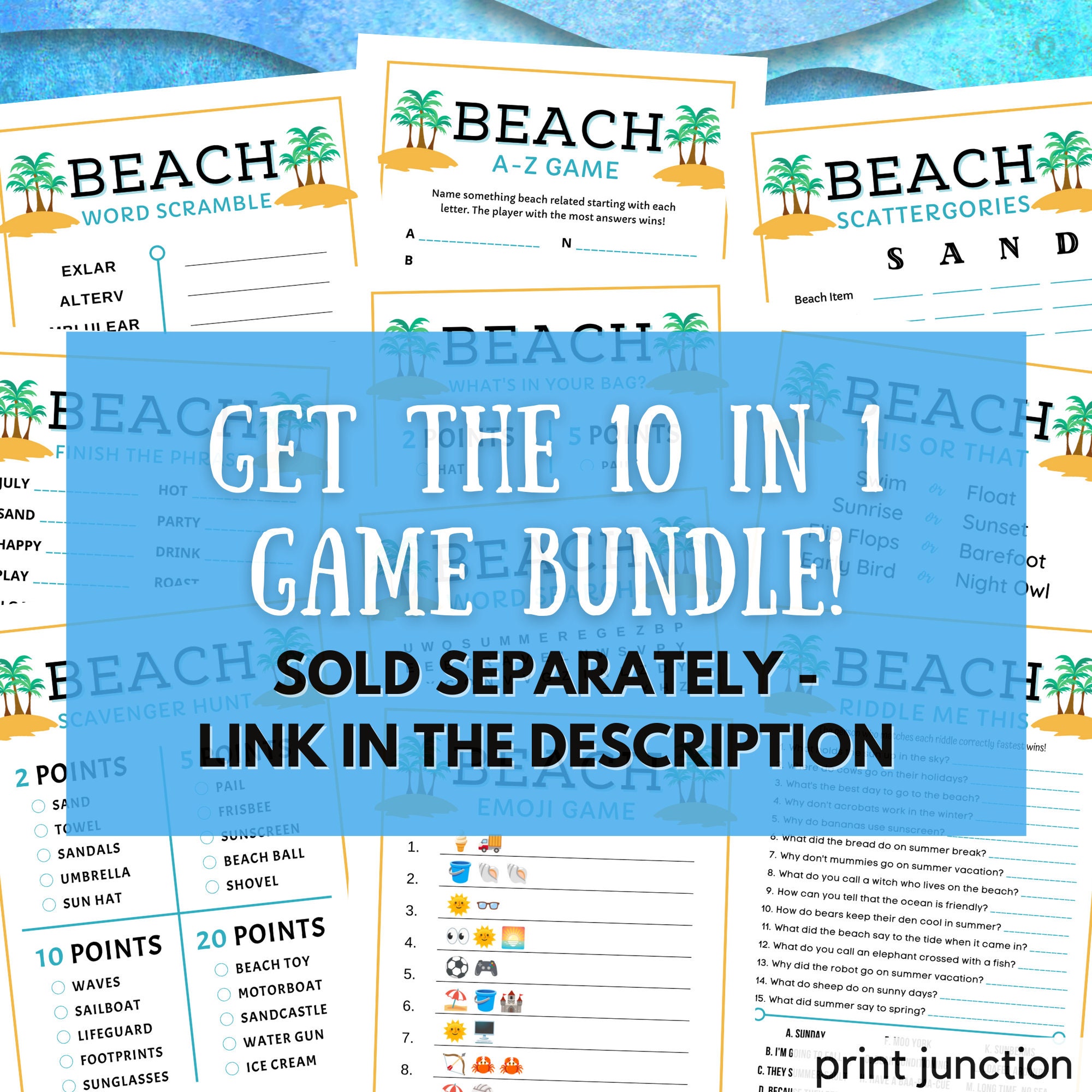 Beach What's in Your Bag Game, Summer Games, Printable Summertime Game ...