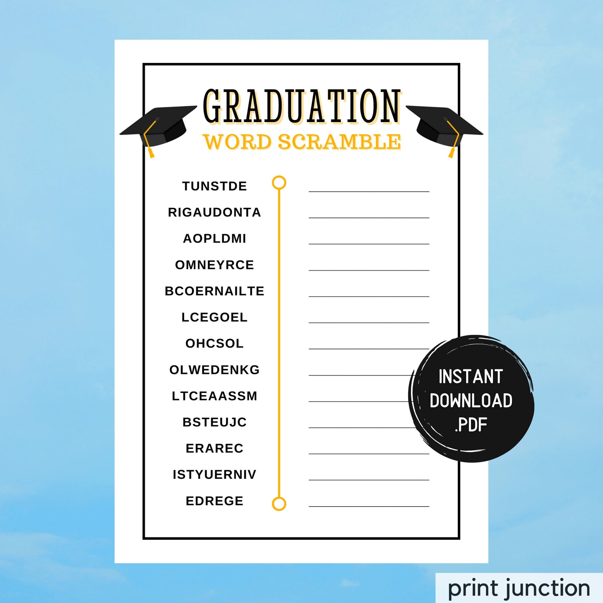 Graduation Games, Word Scramble, Grad Party Game, Fun Graduation Party ...