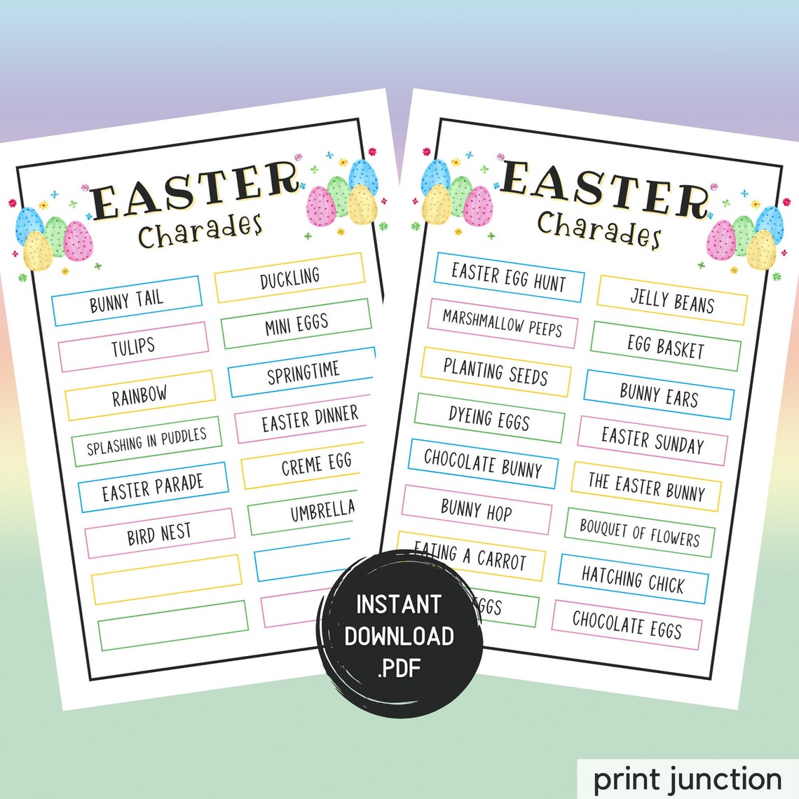 Easter Charades Game Printable Easter Games Easter Party | Etsy
