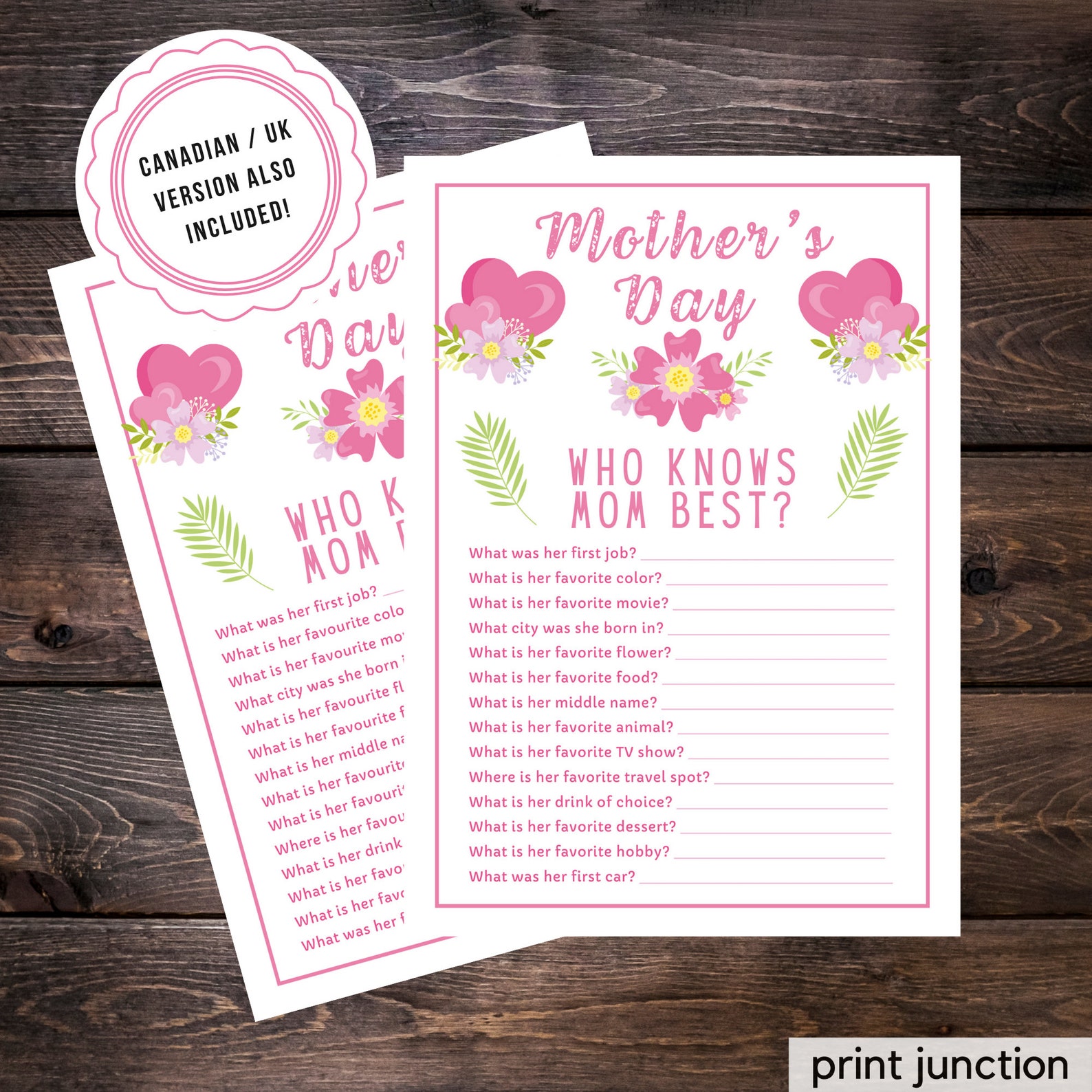 Who Knows Mom Best, Printable Mothers Day Games, How Well Do You Know ...