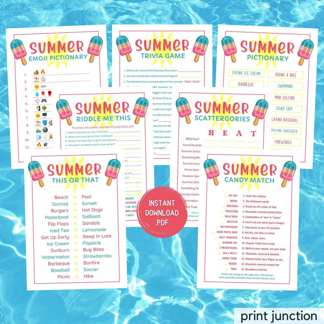 Summer Games Bundle, Printable Summer Games, Summertime Activities, Fun ...