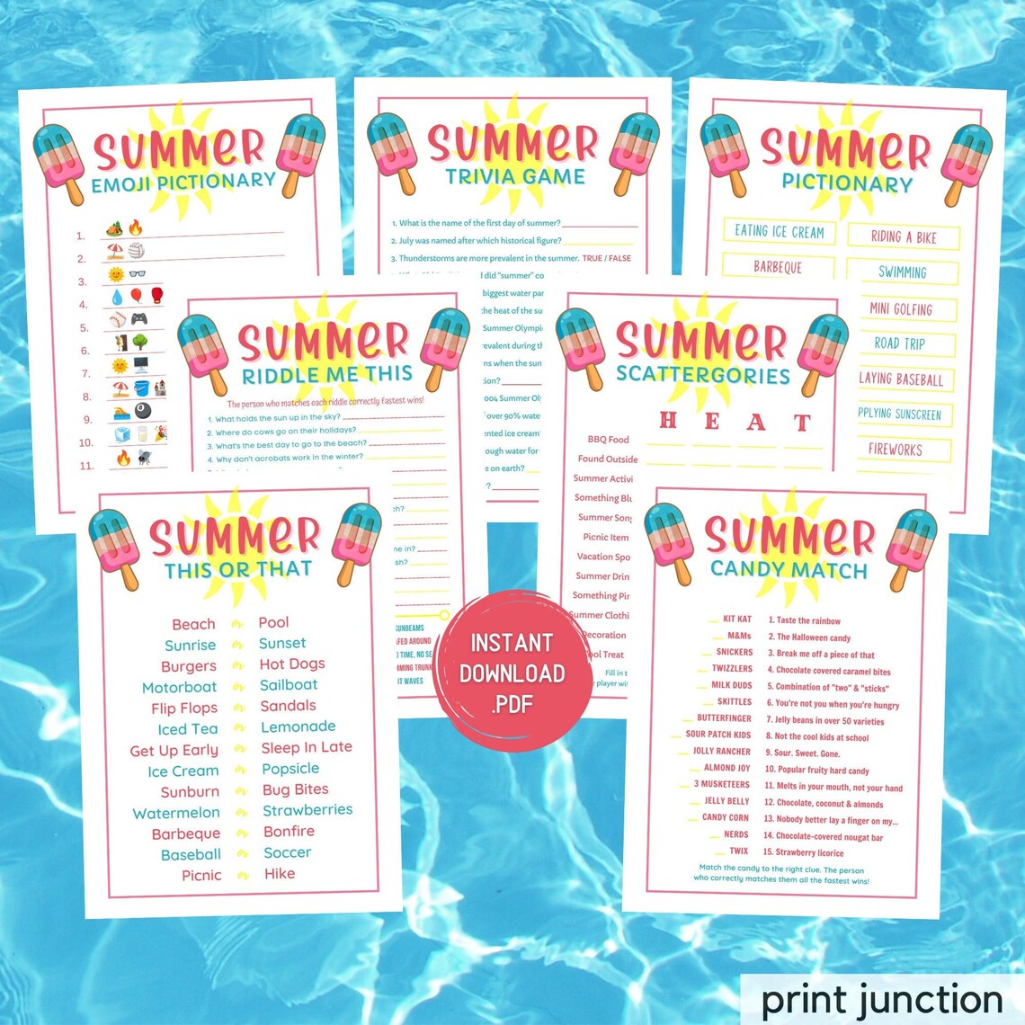 Summer Games Bundle Printable Summer Games Summertime - Etsy