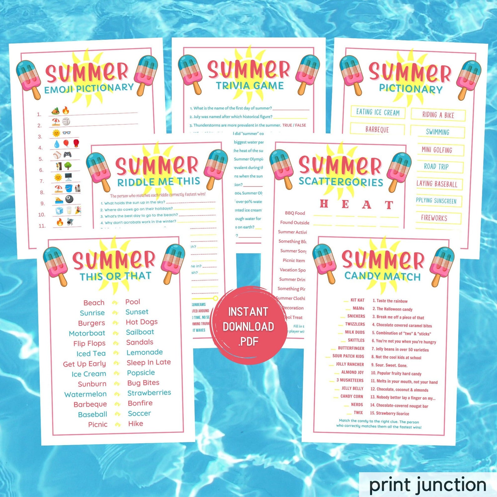 Summer Games Bundle Printable Summer Games Summertime - Etsy