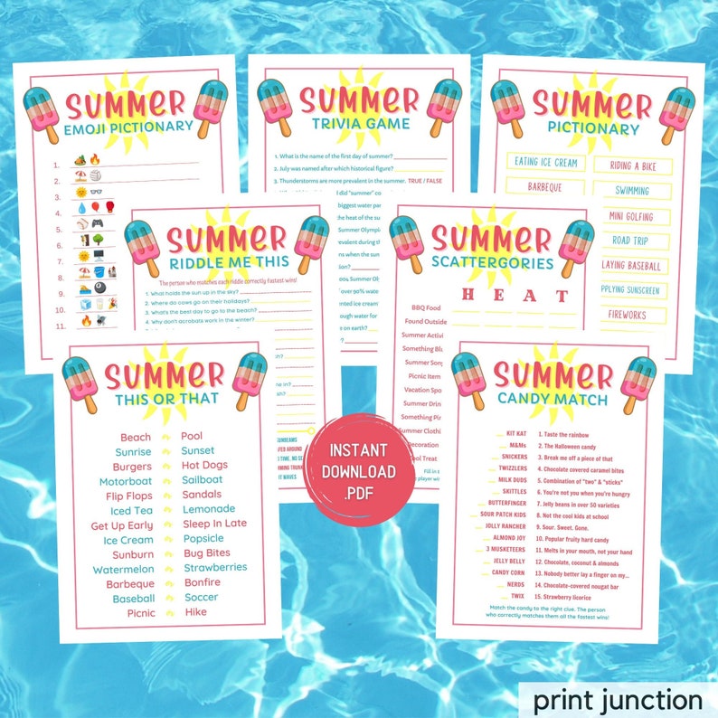 Summer Games Bundle, Printable Summer Games, Summertime Activities, Fun ...