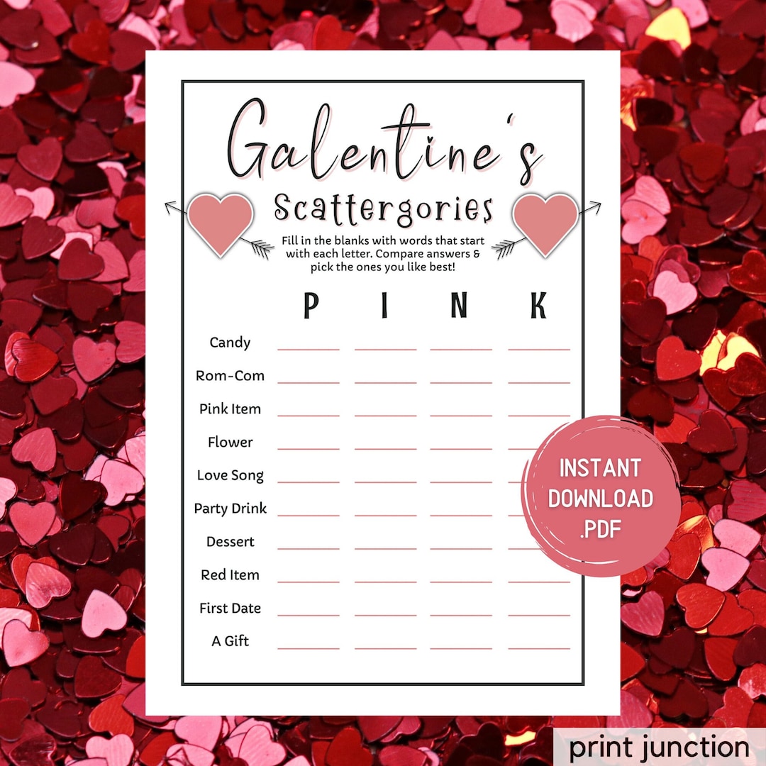 Galentines Scattergories Game, Girls Night Party, Fun Printable Party ...