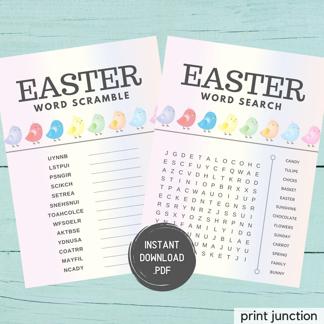 Easter Word Search & Scramble Games: Printable Family Fun (digital ...