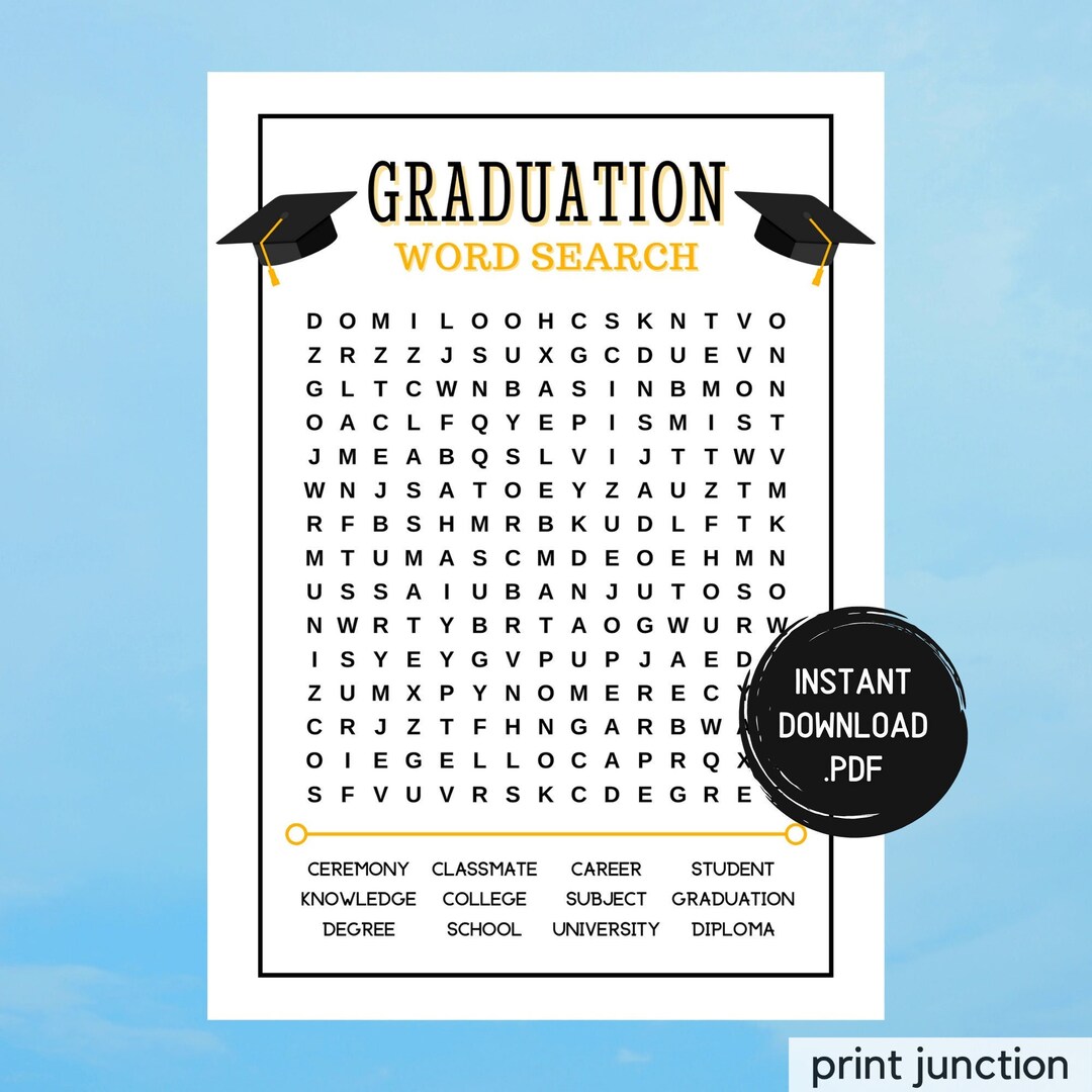Graduation Games, Word Search, Grad Party Games, Fun Graduation Party ...