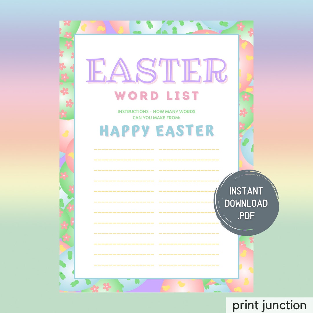 Easter Word List Game: Printable Spring Activity (instant Download) - Etsy