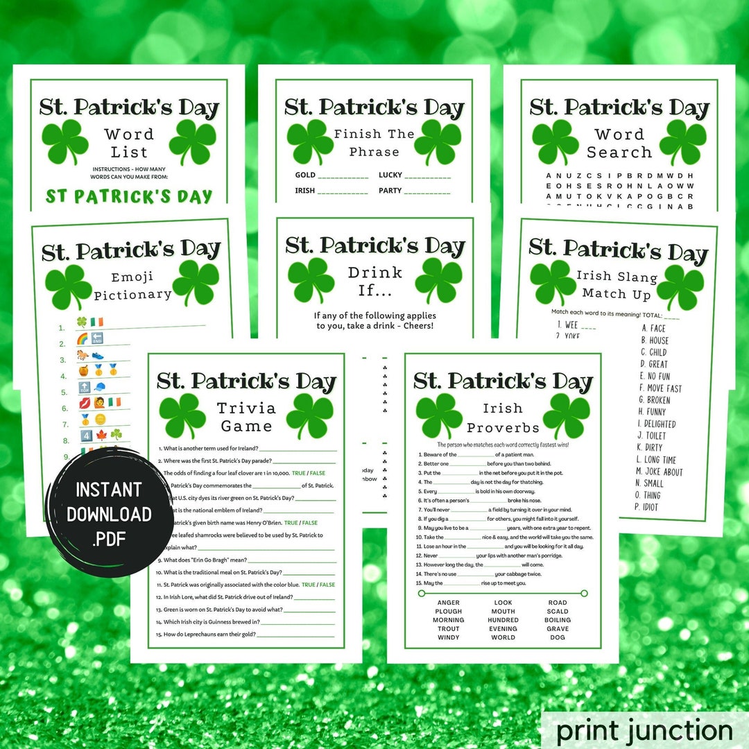 St Patrick's Day Party Games for Adults: Printable Irish Games (instant ...