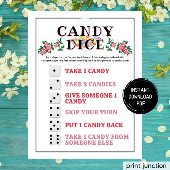 Candy Dice Game Spring Game Printable Spring Family Game | Etsy