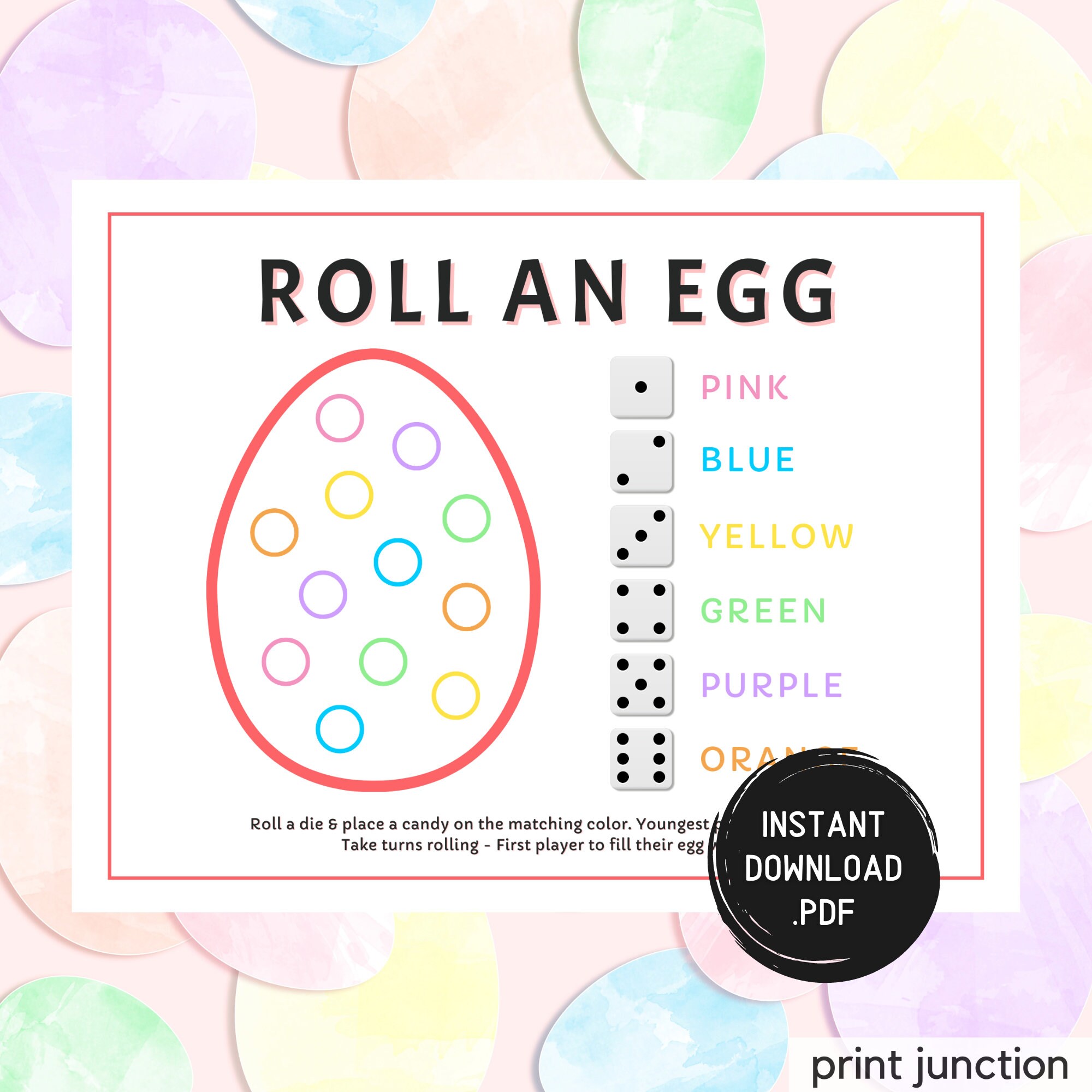 Easter Games Printable, Easter Egg Dice Game, Easter Candy Dice, Fun ...