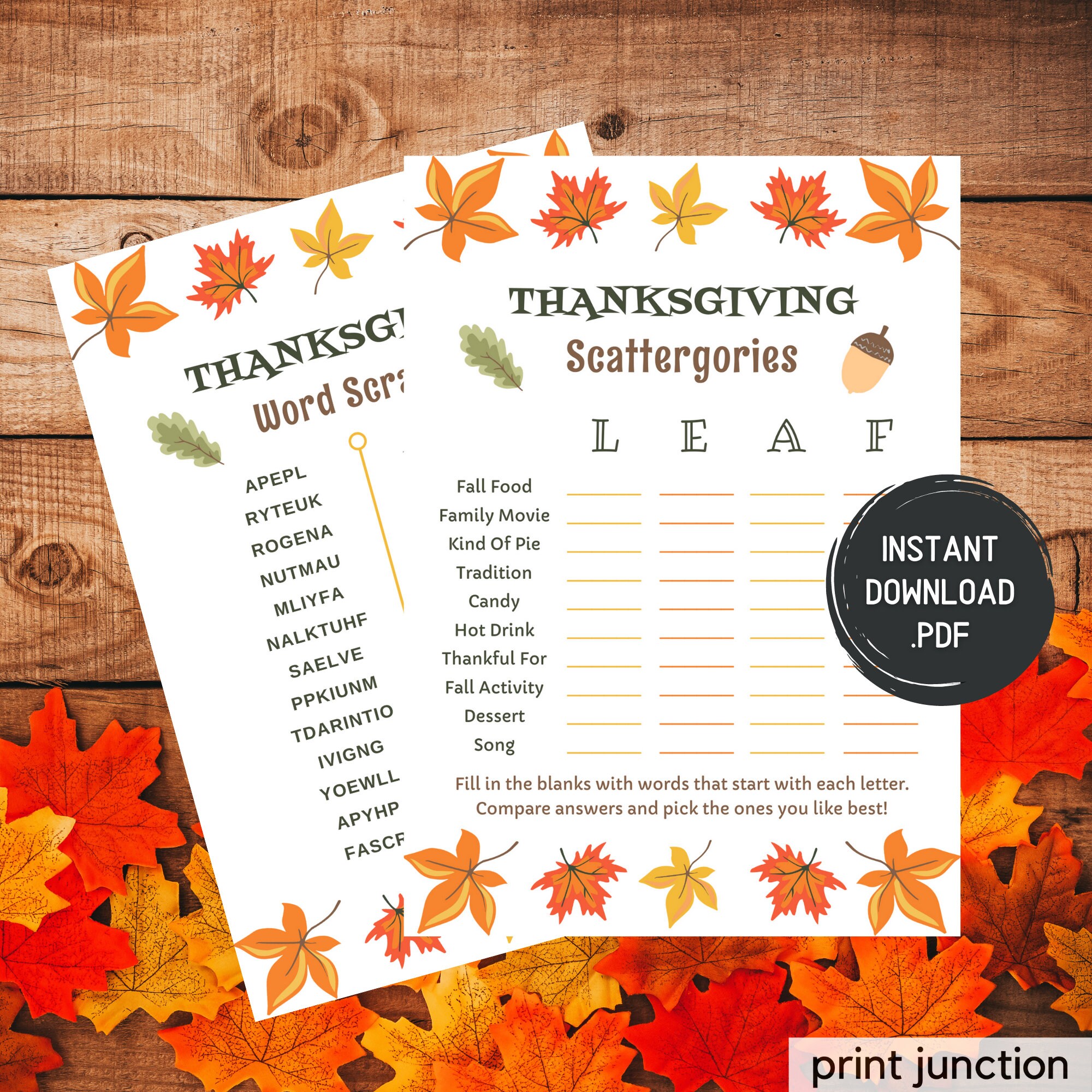 Thanksgiving Games Fall Games Word Games Friendsgiving - Etsy