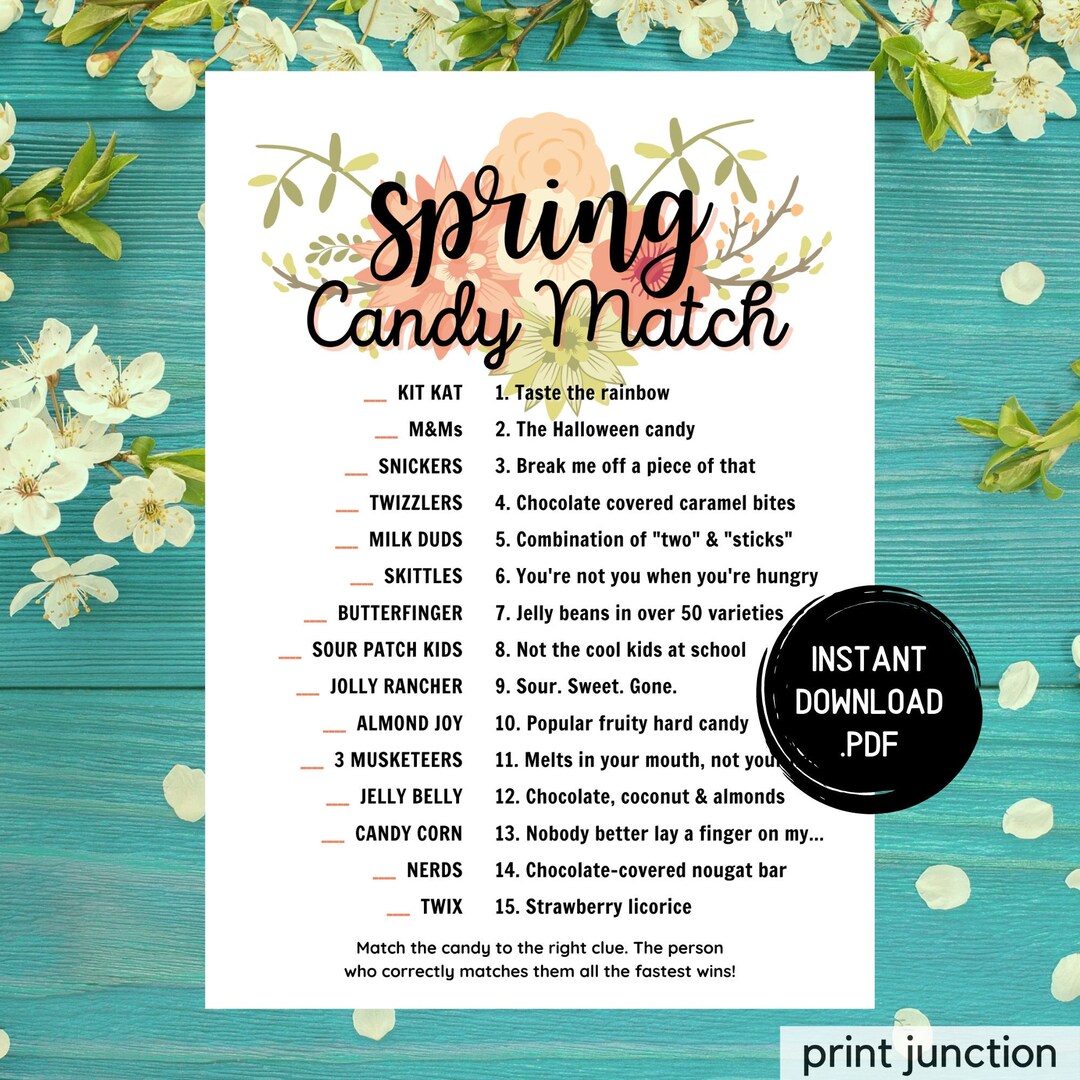 Spring Candy Match Game, Printable Springtime Games, Fun Spring Party ...