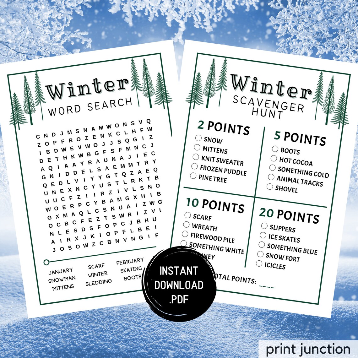 10 Winter Games Bundle Printable Winter Games Wintertime | Etsy