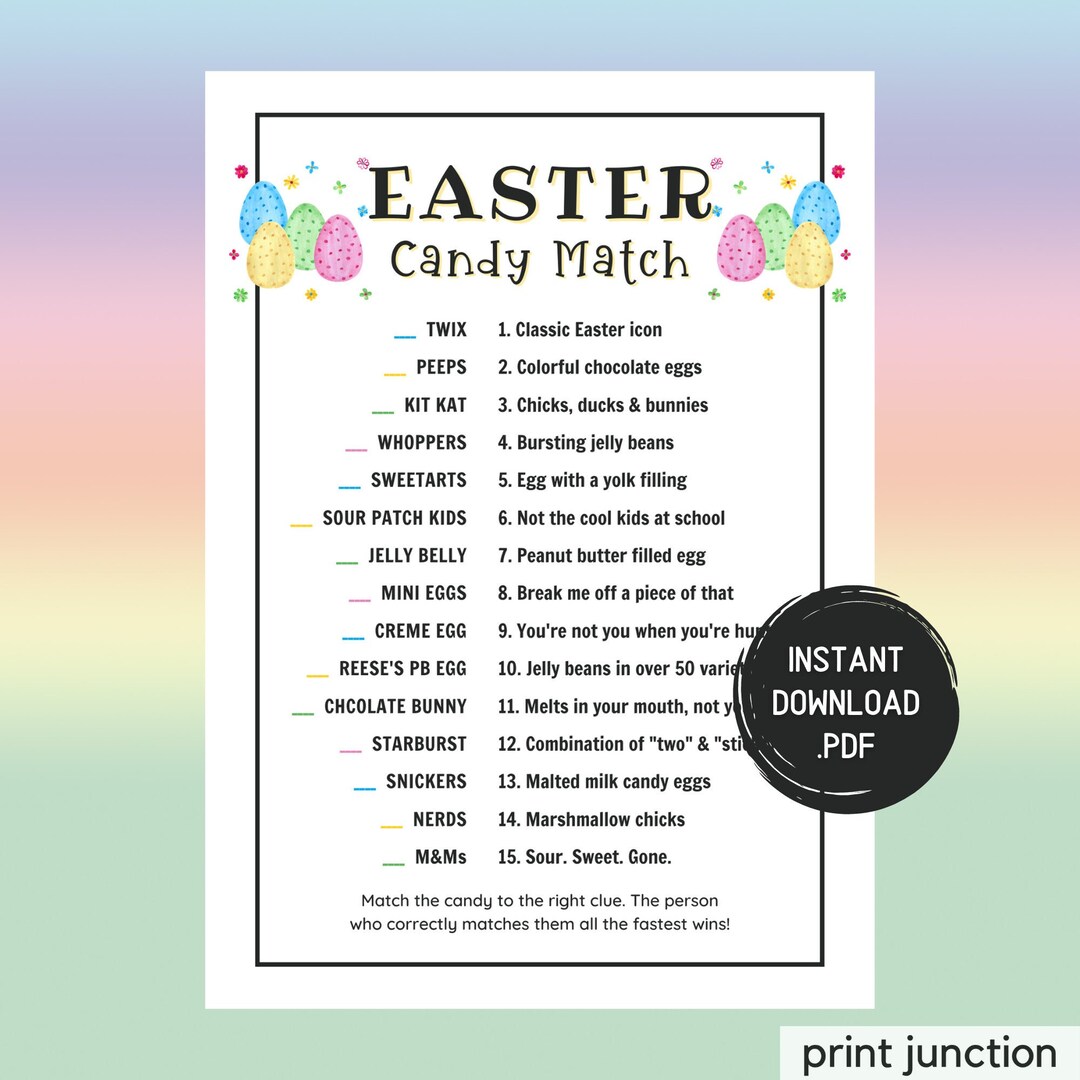 Easter Candy Match Game: Printable Spring Party Game (digital Download ...