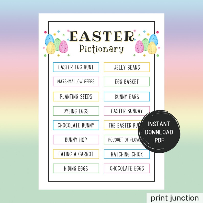 Easter Pictionary Game, Printable Easter Games, Easter Party Games ...
