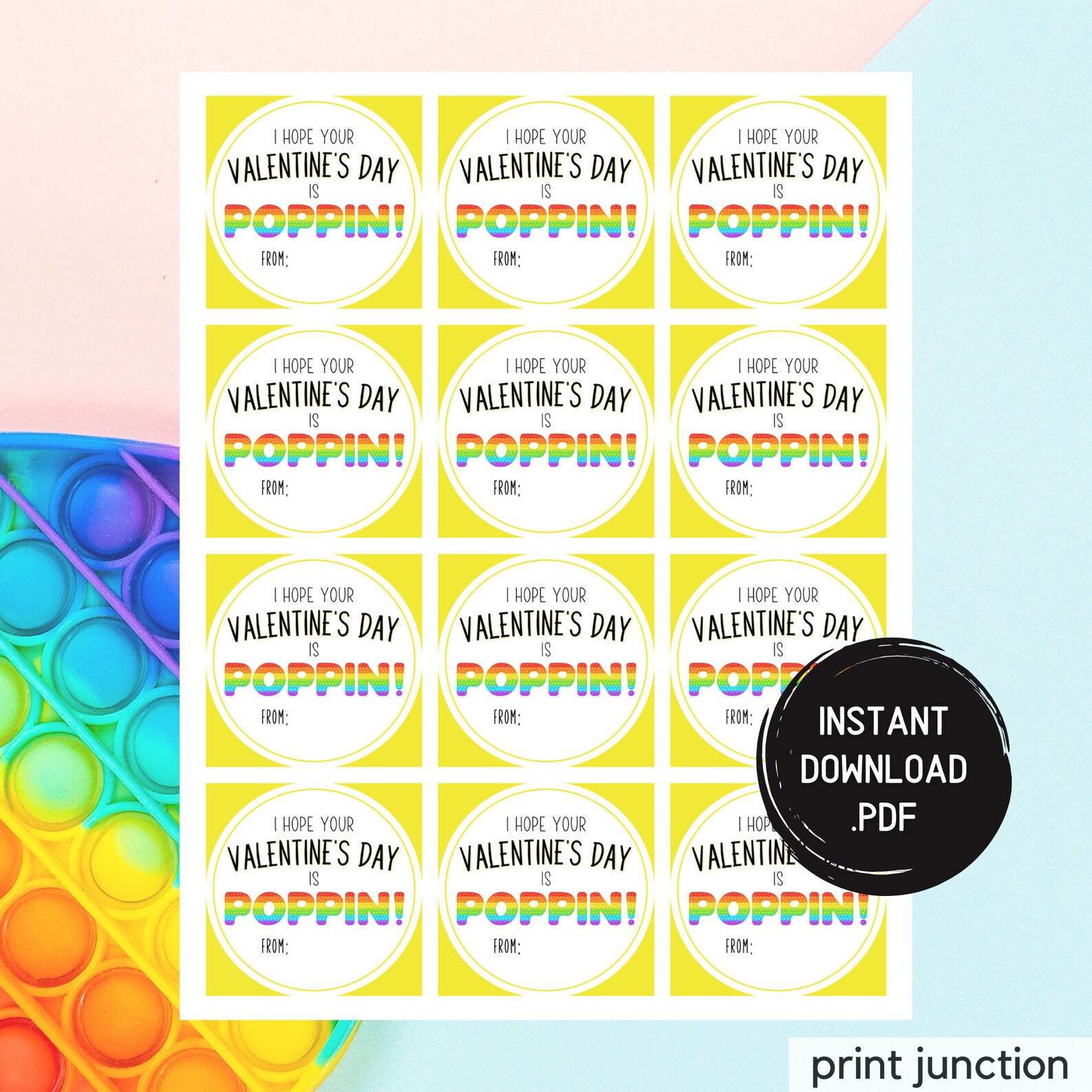 Pop It Valentine, Pop It Tags, Pop It Valentines Printable, Pop It ...