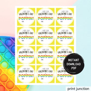 Pop It Valentine, Pop It Tags, Pop It Valentines Printable, Pop It ...