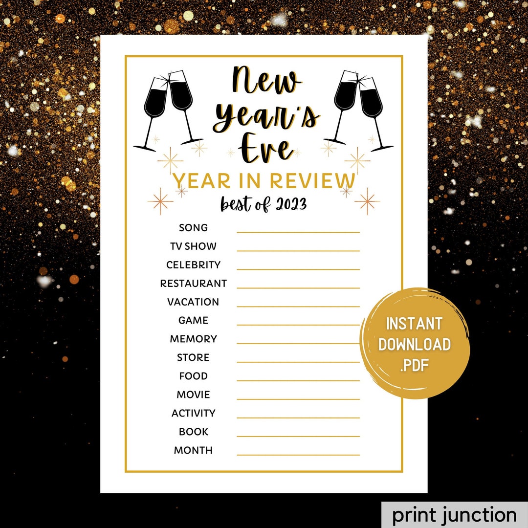 New Year's Eve Party Game: Year in Review (printable, Instant Download ...