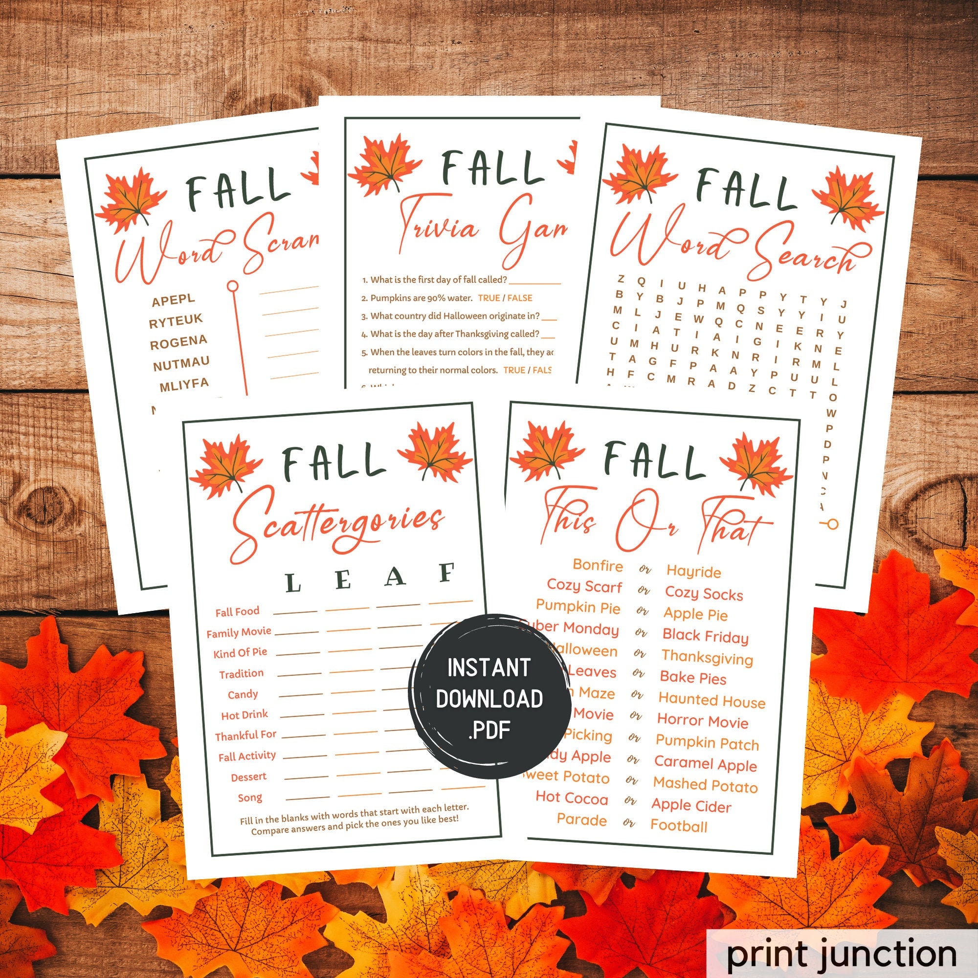 Thanksgiving Games Fall Games Autumn Games Fall Activities - Etsy Canada