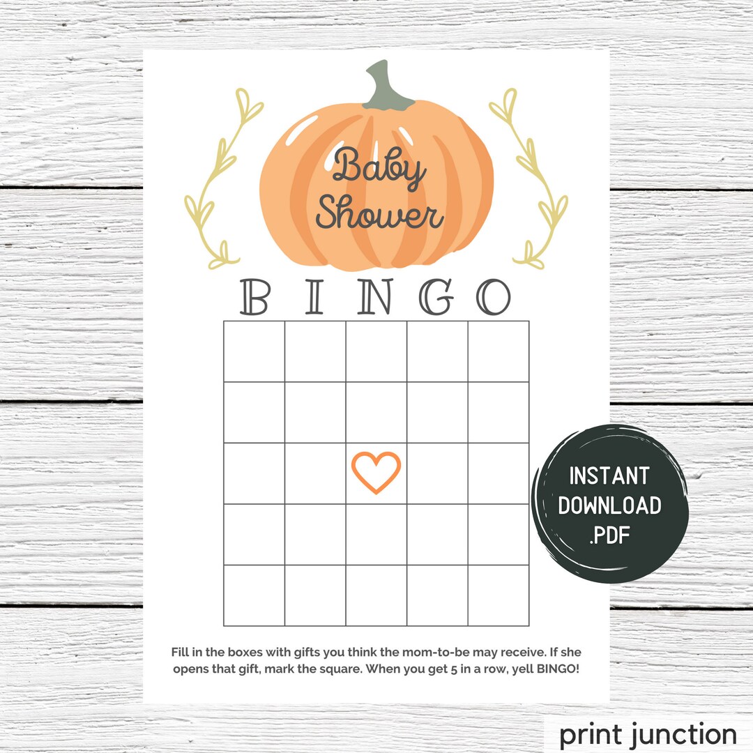 Pumpkin Baby Shower Bingo Game: Fall Printable (digital Download) - Etsy