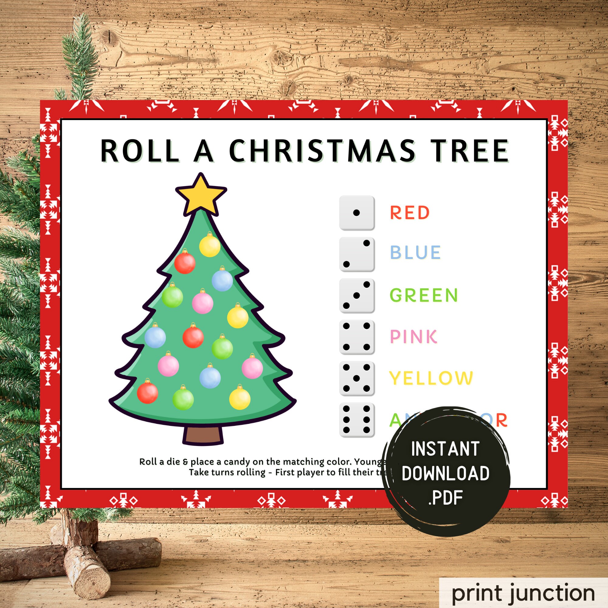 Roll A Christmas Tree Dice Game, Printable Christmas Game, Christmas ...