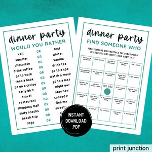 Dinner Party Game Bundle, Printable Dinner Party Games, Dinner Games ...