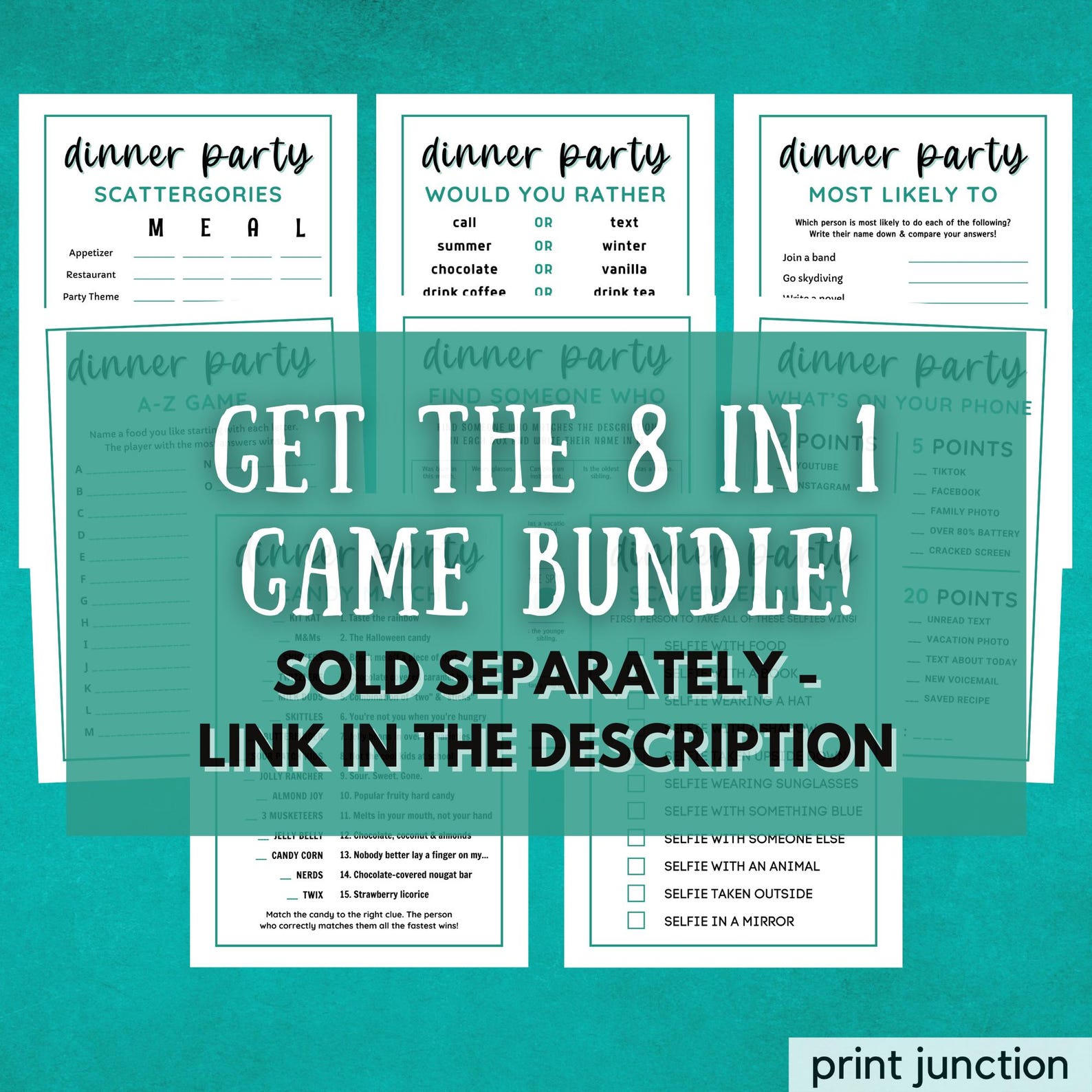 Dinner Party Game, Printable Dinner Party Games, Dinner Games, Dinner ...
