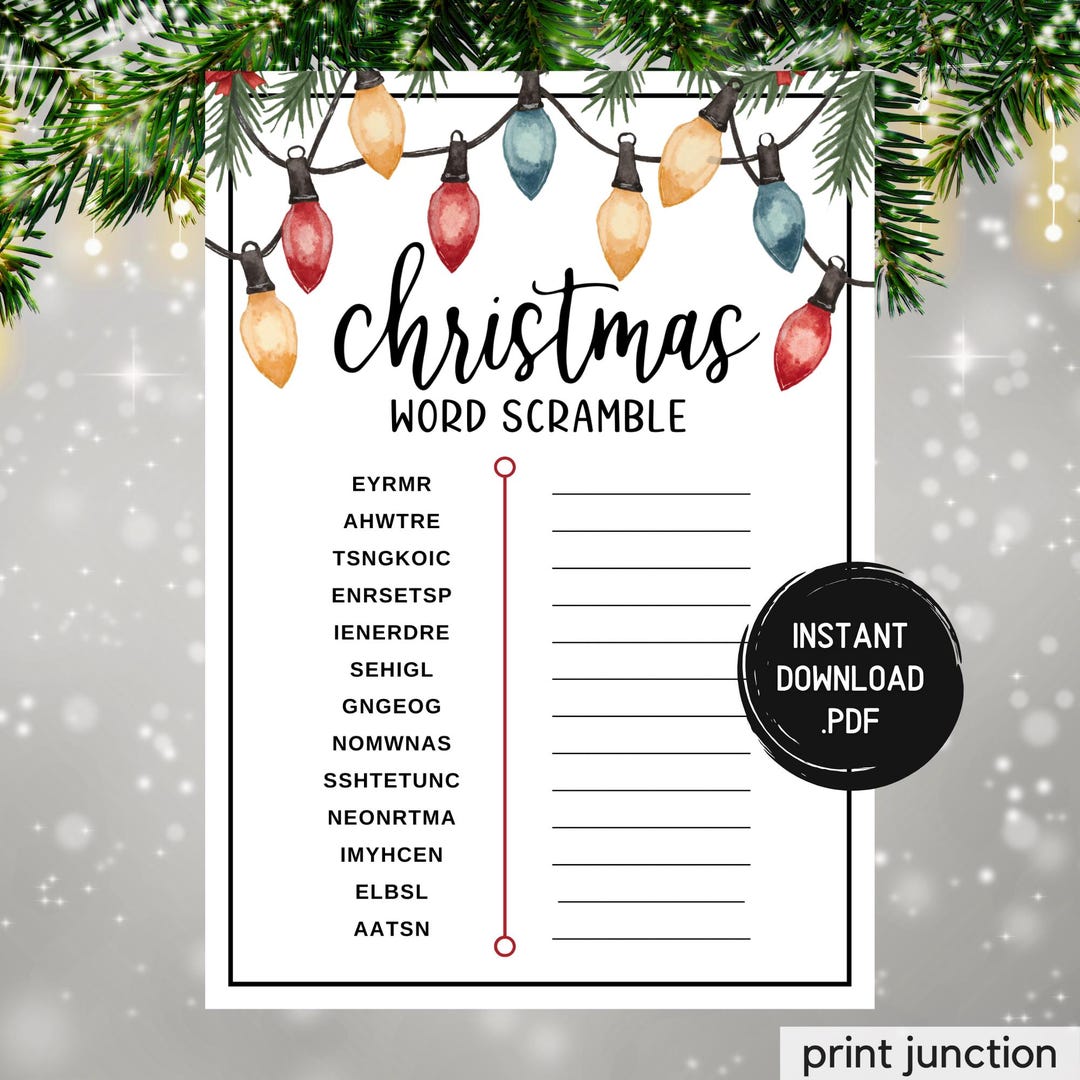 Christmas Word Scramble Game, Printable Holiday Activity, Christmas ...