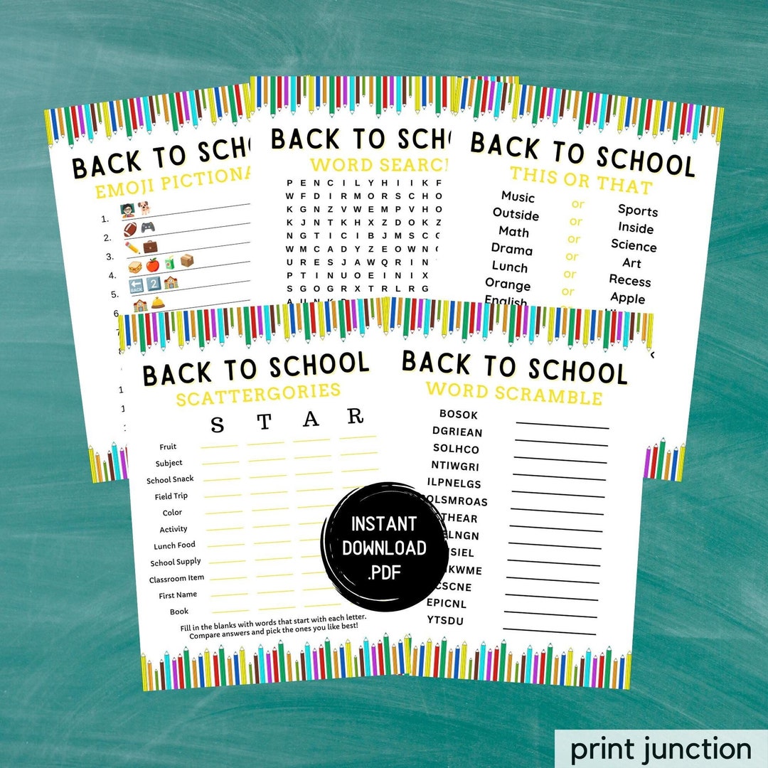 Back to School Games: Printable Classroom Activities (PDF) - Etsy