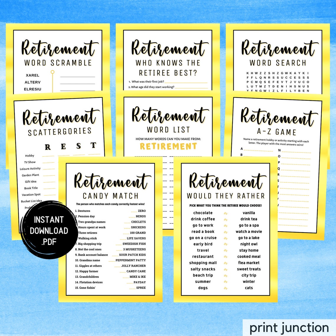 Retirement Games Retirement Party Games Virtual Retirement - Etsy