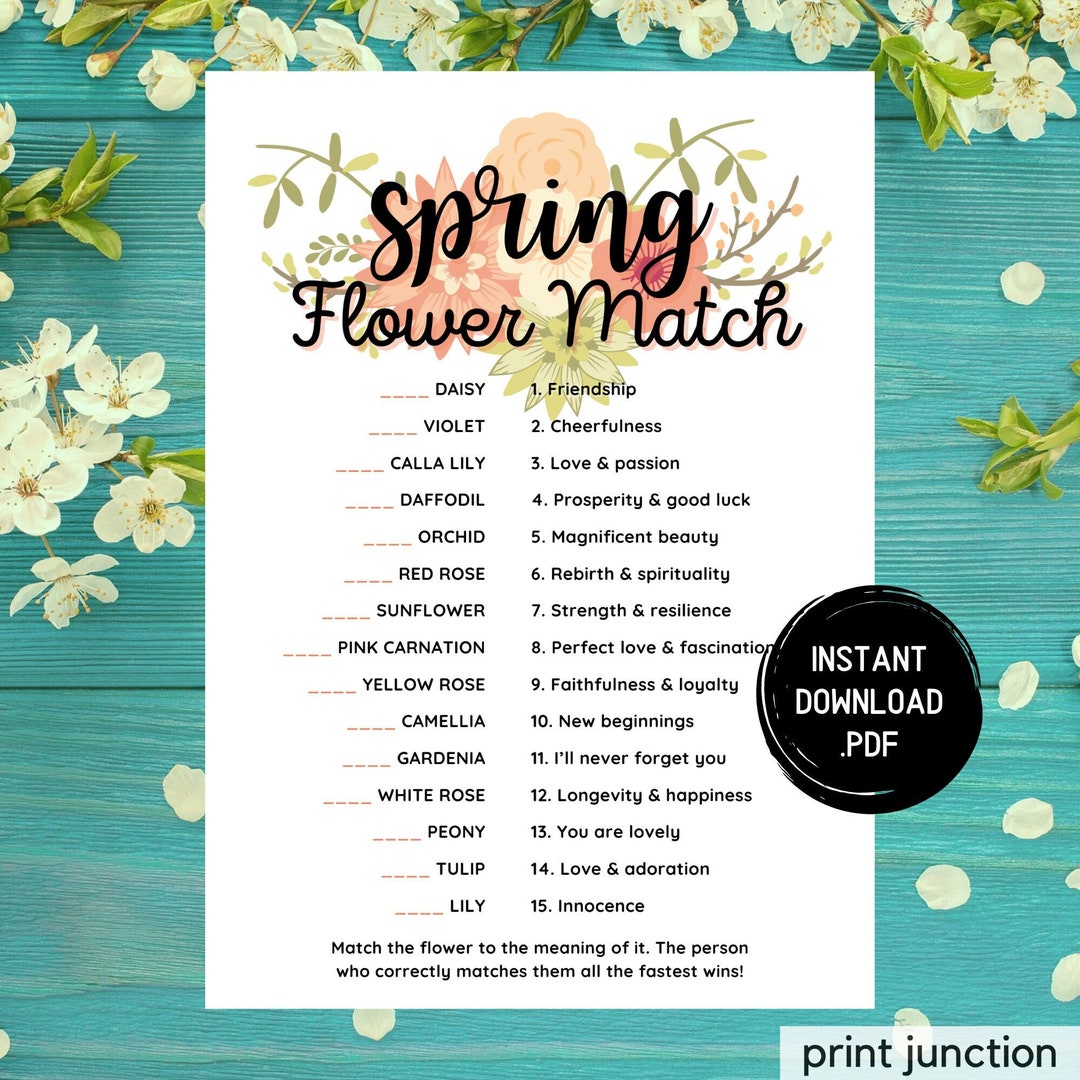 Spring Flower Trivia Match up Game, Printable Springtime Games, Party ...