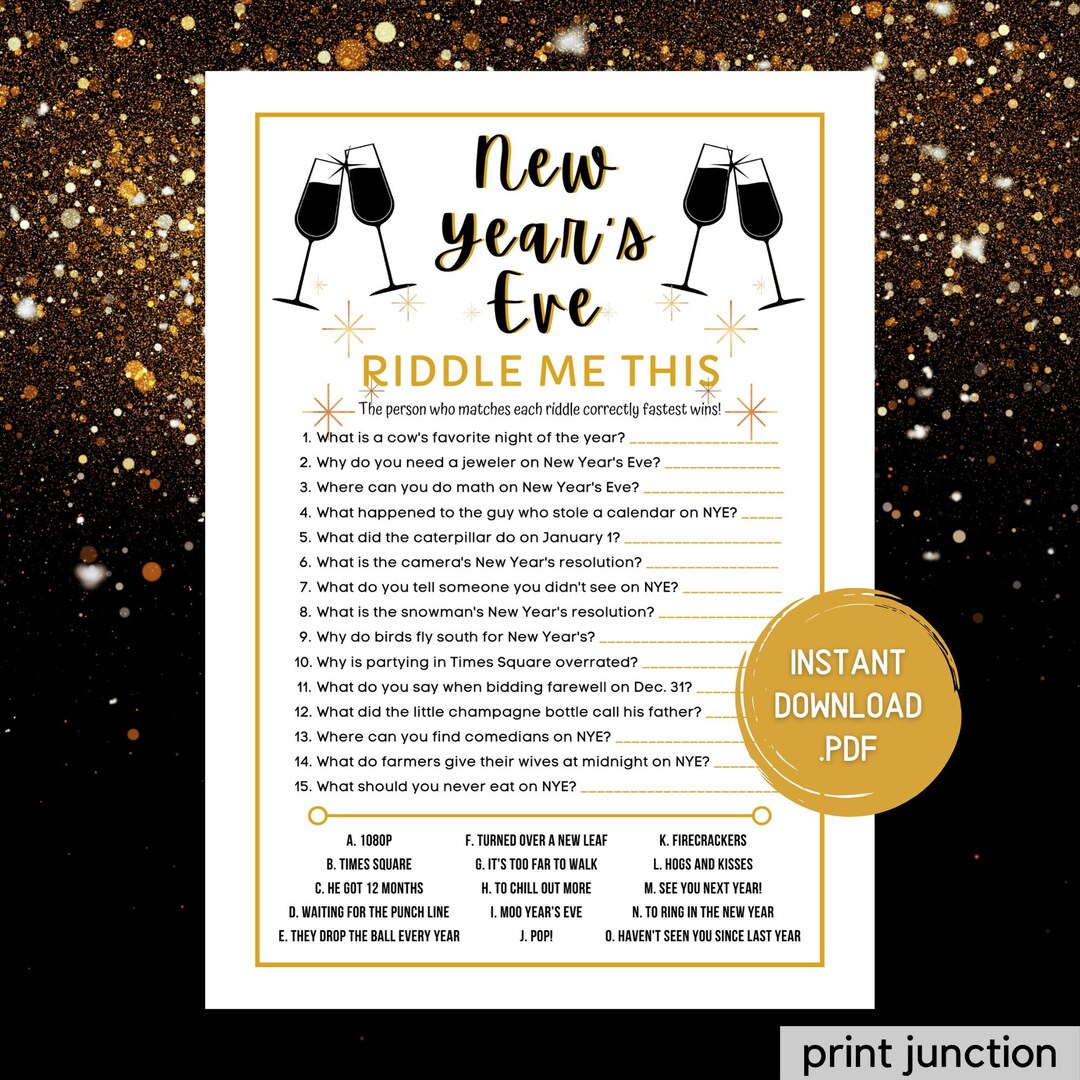 New Years Eve Riddle Me This Trivia Game, New Years Eve Trivia Game ...