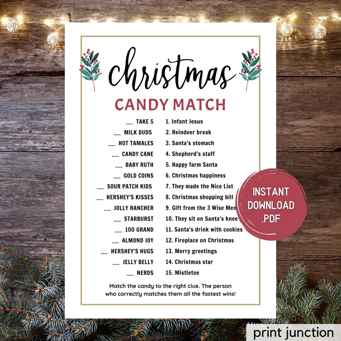 Christmas Candy Match Game, Holiday Trivia, Candy Match up Game ...