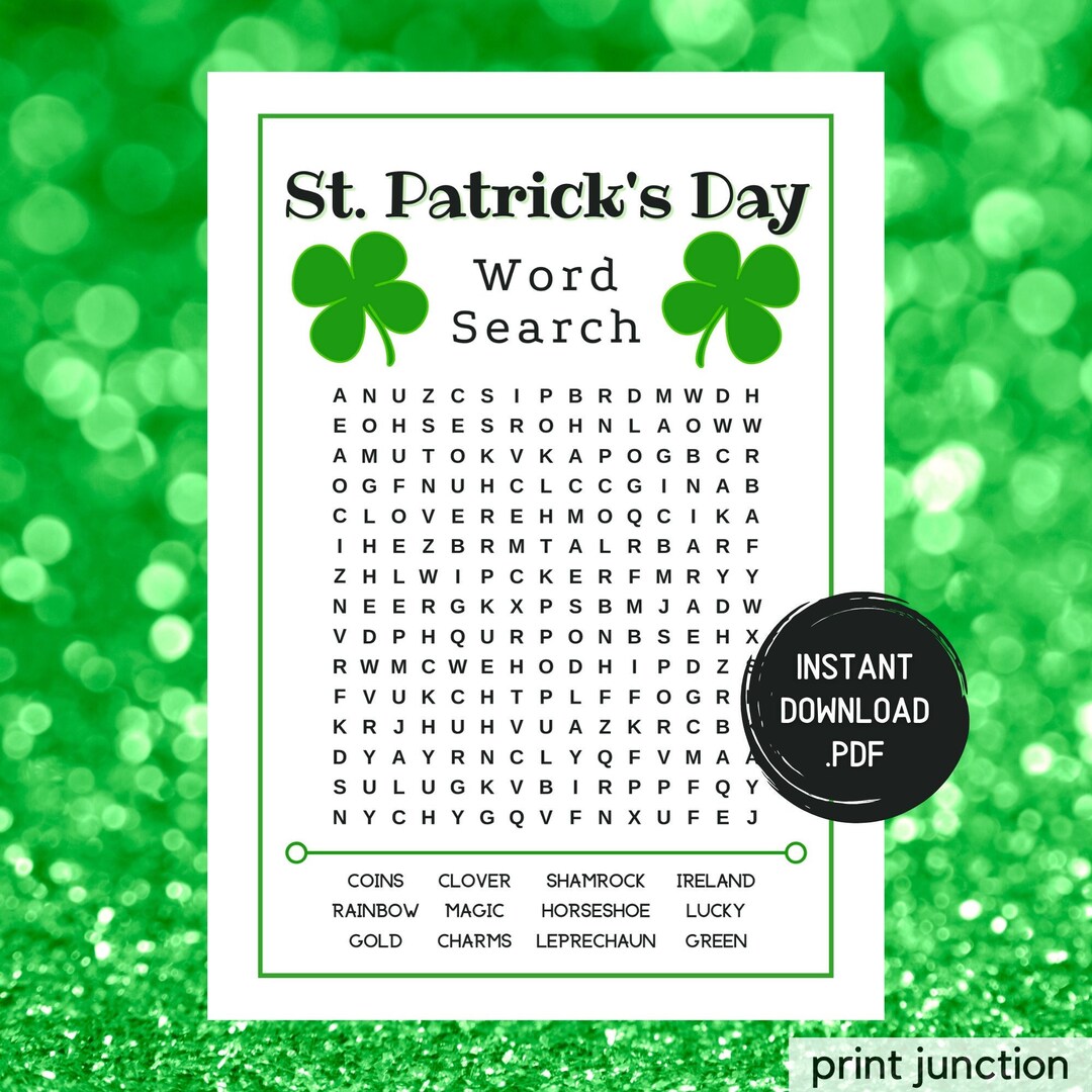St Patricks Day Word Search, St Patricks Day Game, St Patricks Party ...