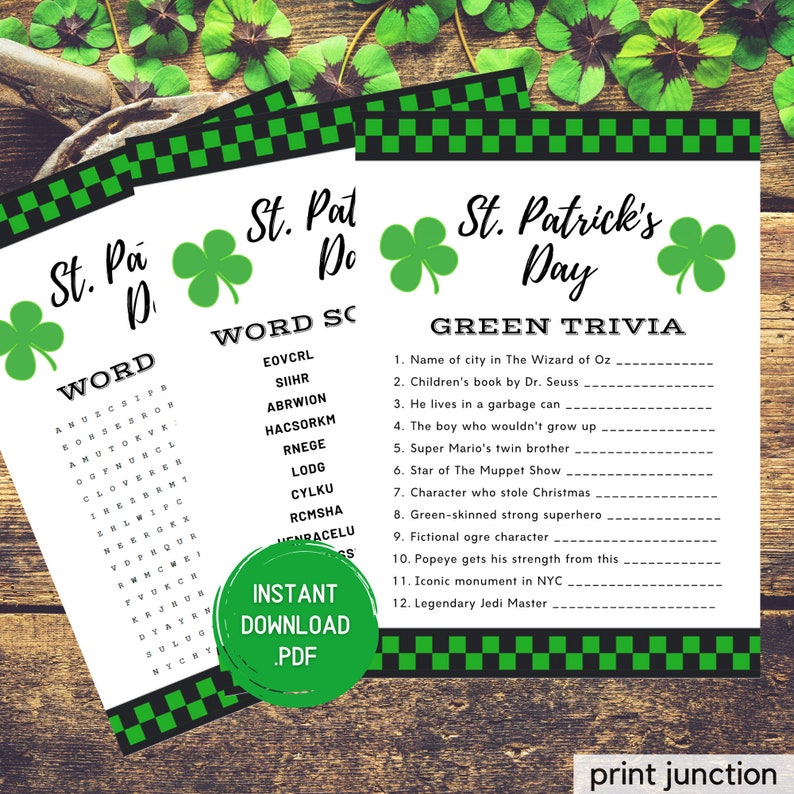 St Patricks Day Trivia St Pattys Day Family Games Kids St - Etsy Canada