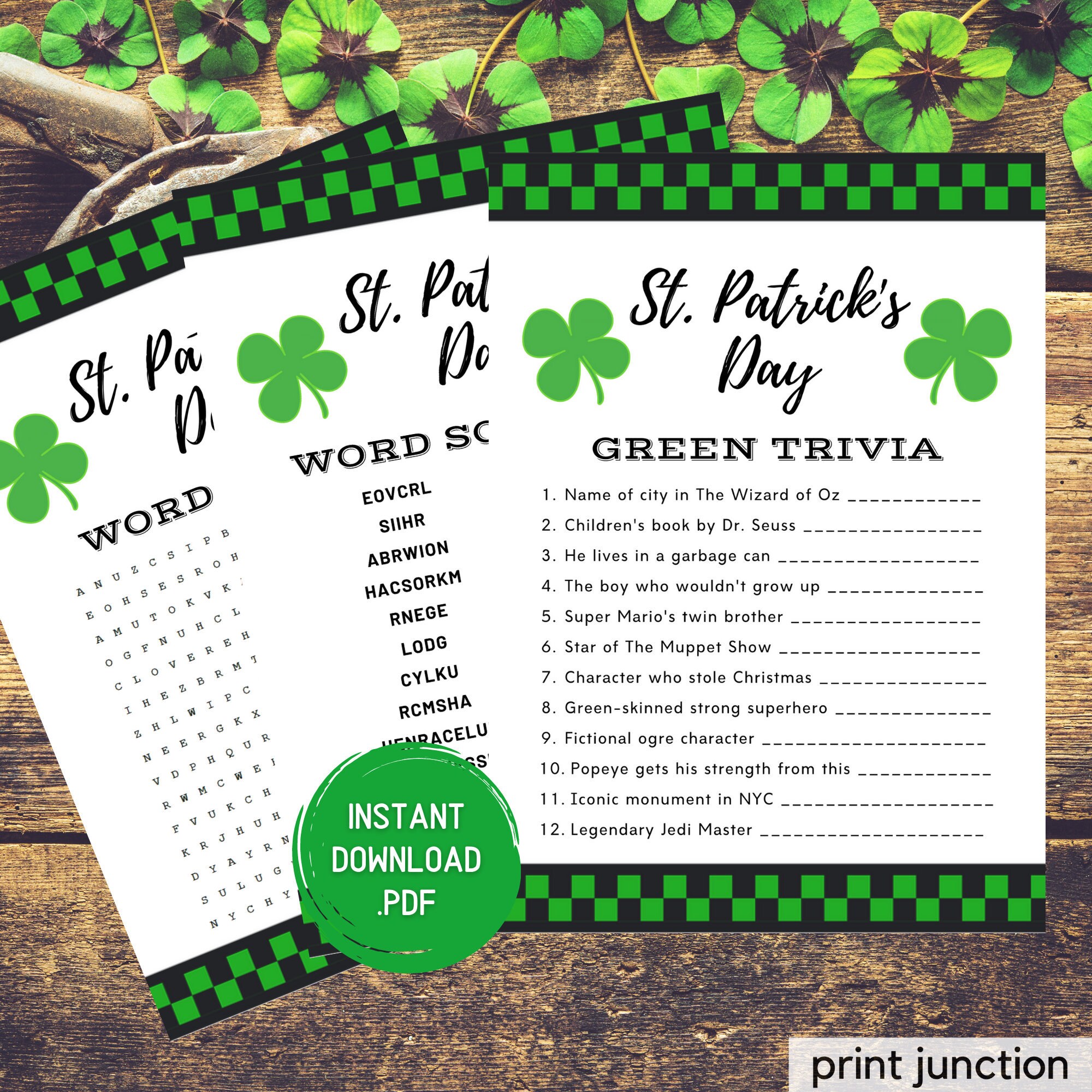 St Patricks Day Trivia St Pattys Day Family Games Kids St - Etsy Canada