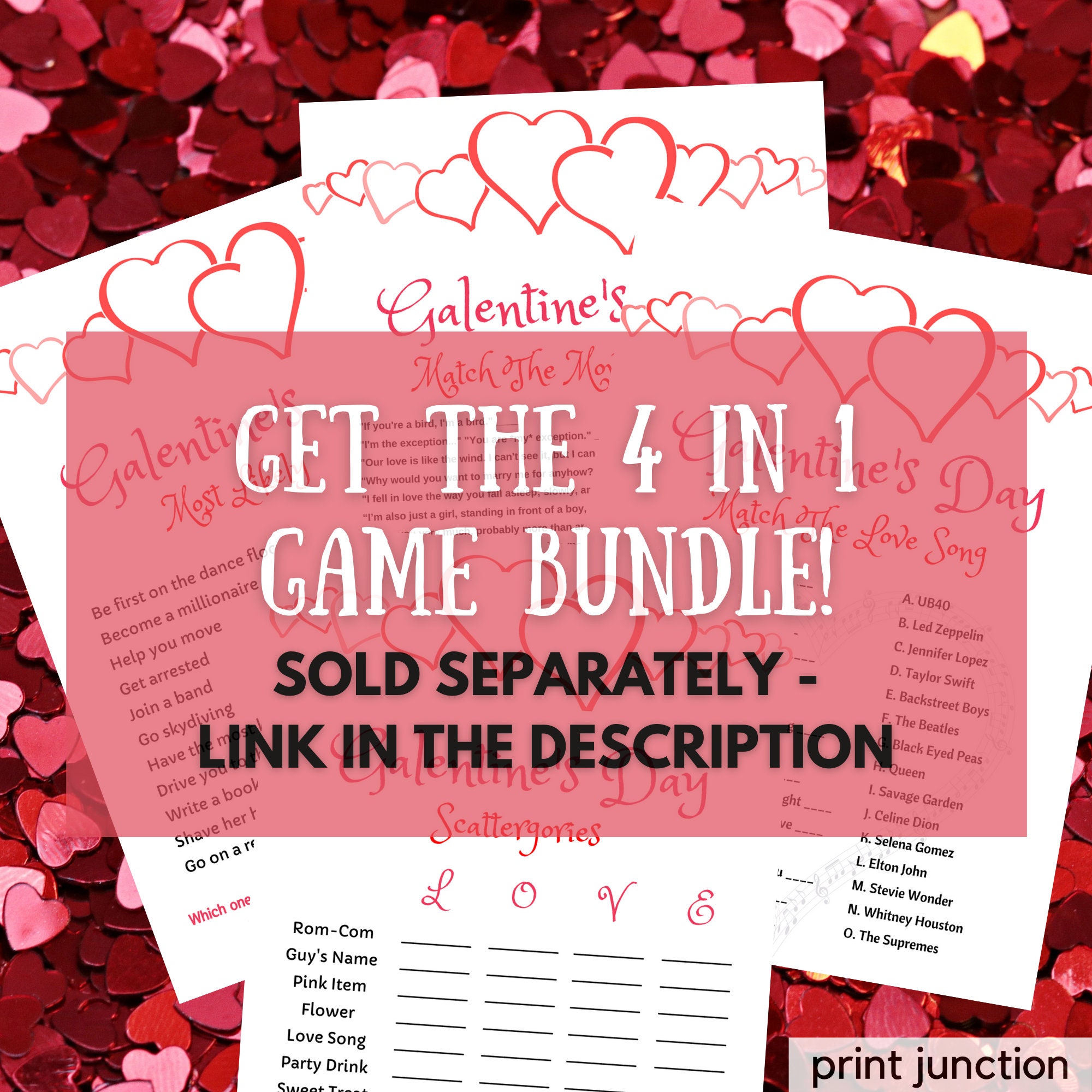 Valentine's Day Games Valentine Party Printable Match the Love Song ...